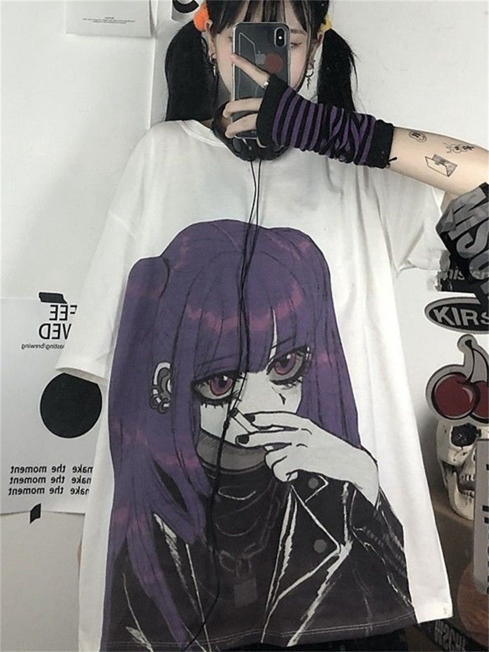Summer Gothic Graphic T Shirt Women Harajuku Anime Print Tee Japan 202 ...